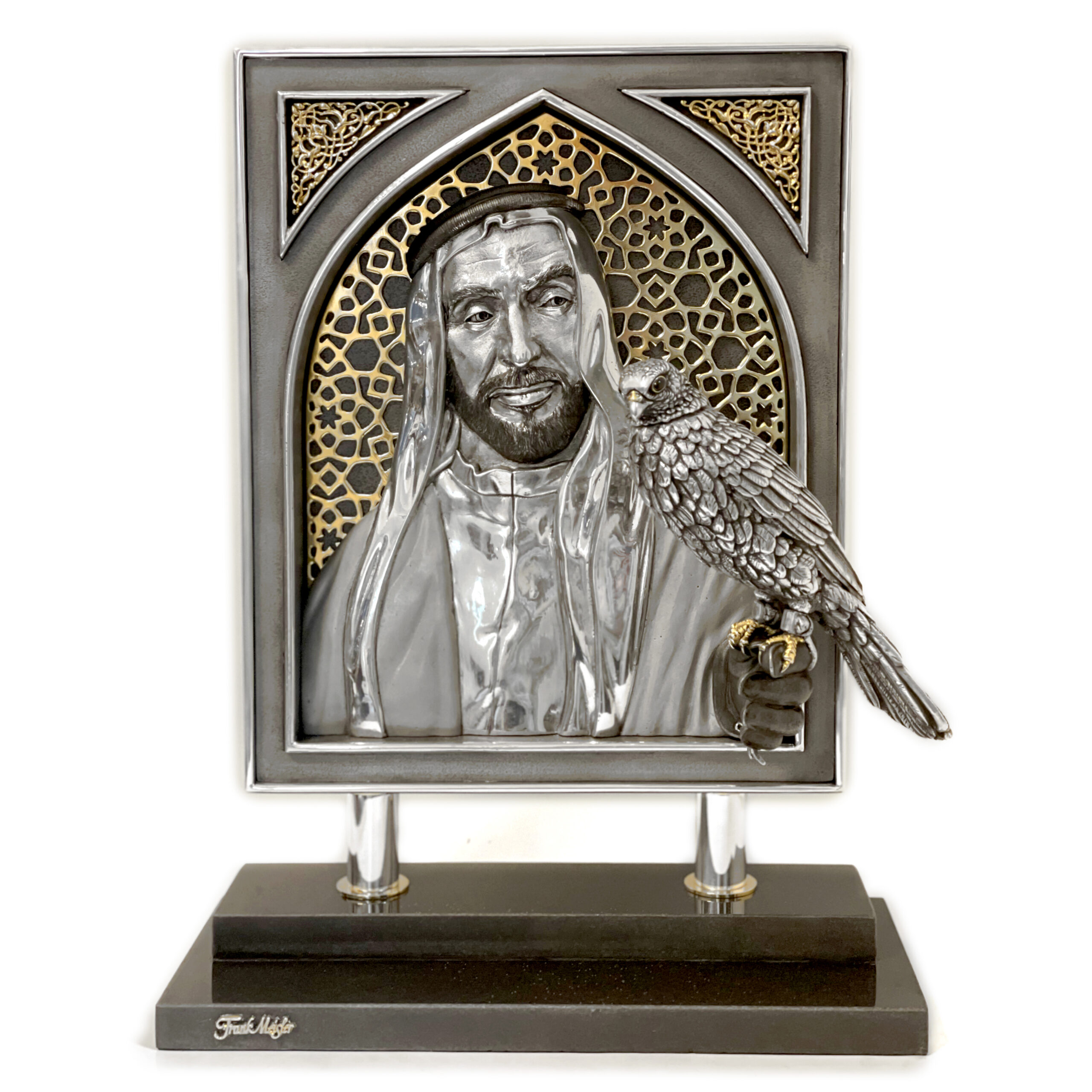 SHEIKH ZAYED WITH A FALCON Sculpture - Frank Meisler - Fine Art Metal ...