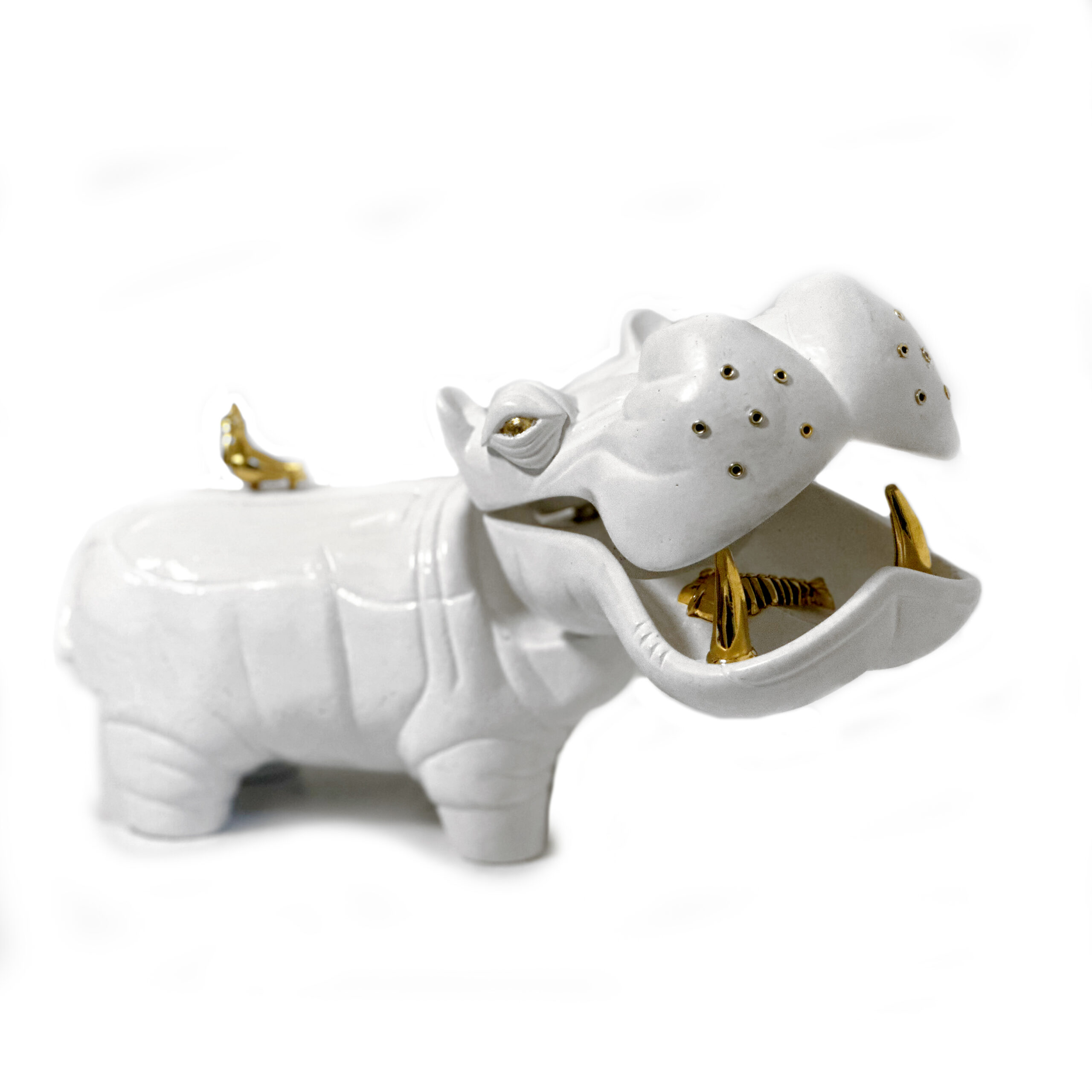 White HIPPO (FL) Sculpture - Frank Meisler - Fine Art Metal Sculptures